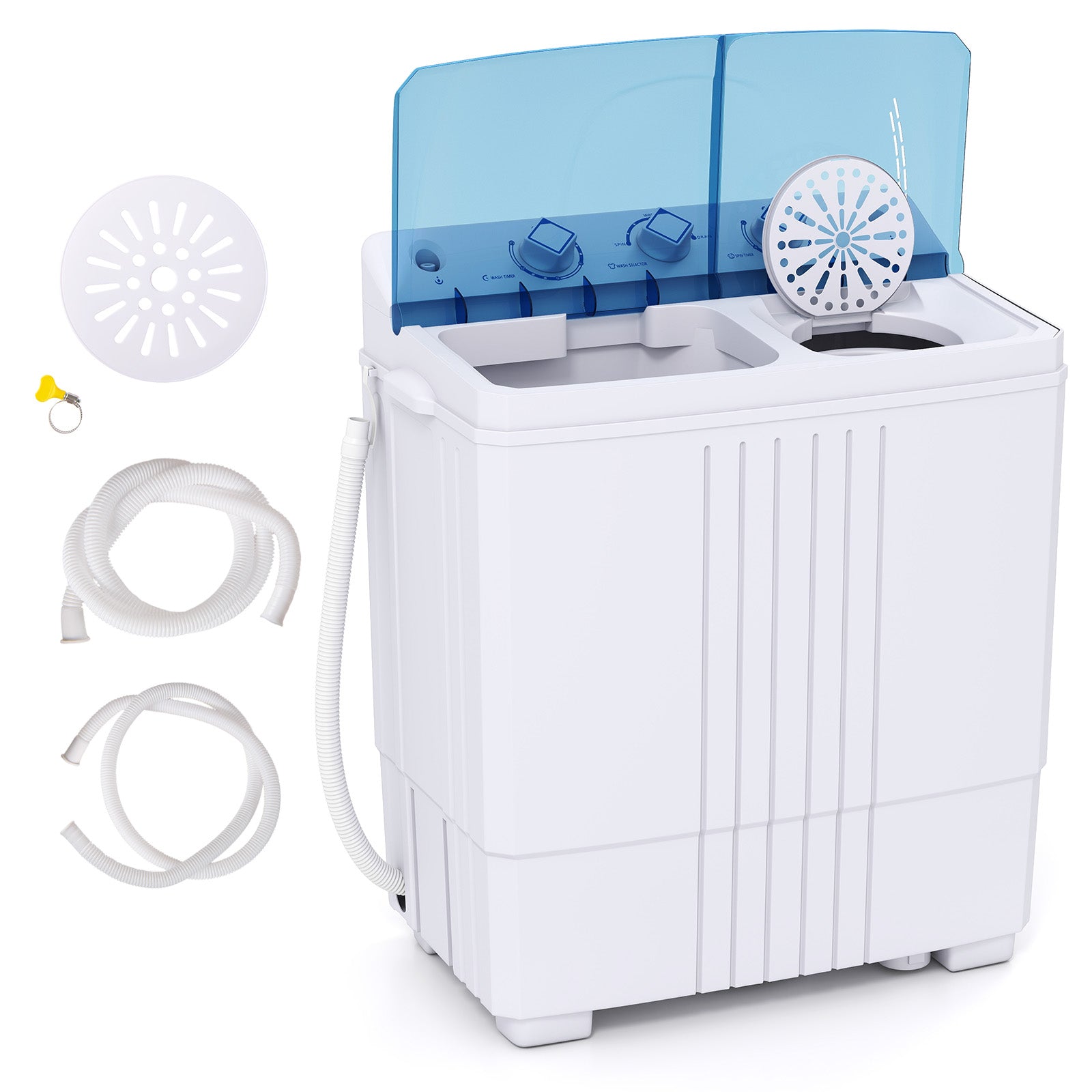 Washing Machine Portable Compact Twin Tub 12Lbs Washing & 8Lbs Spinning ...