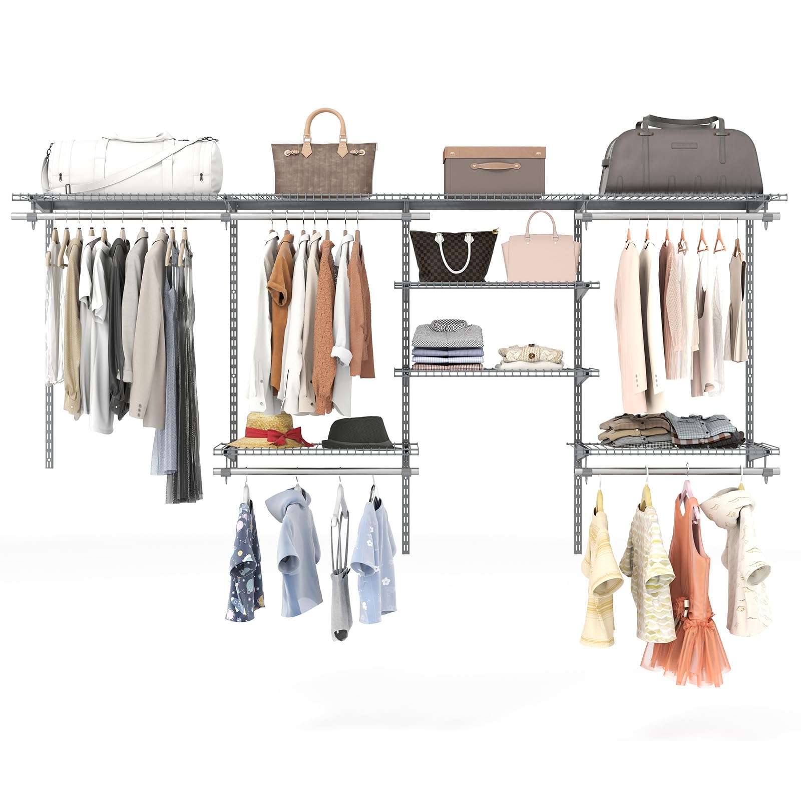 Giantex Closet Organizer System Wall-mounted Custom Closet Kit w/Adjus ...