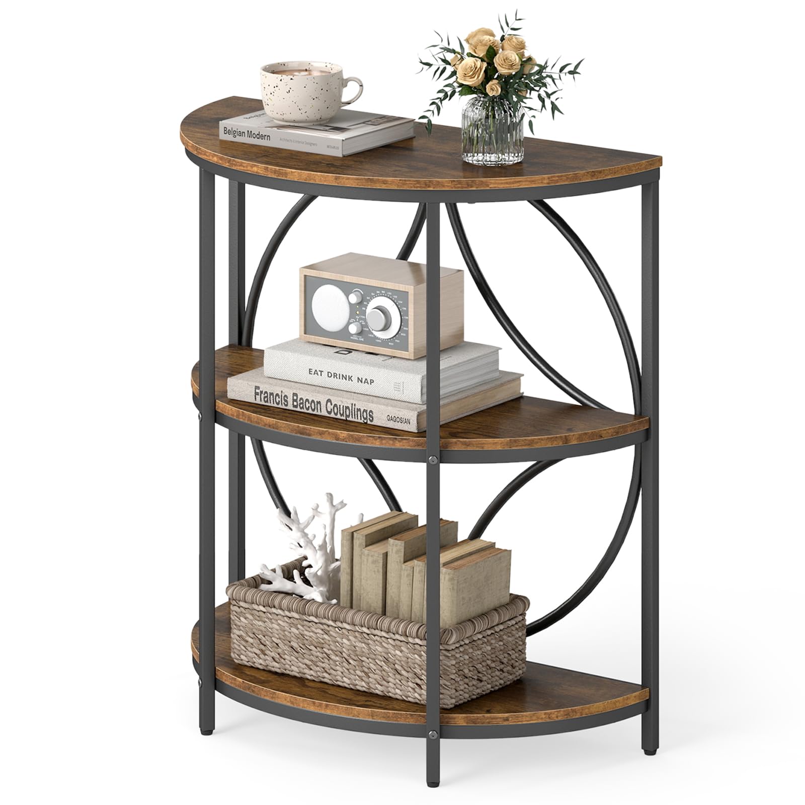 Giantex Half Round End Table 3-Tier Narrow Side Table(1/2) – Giantexus