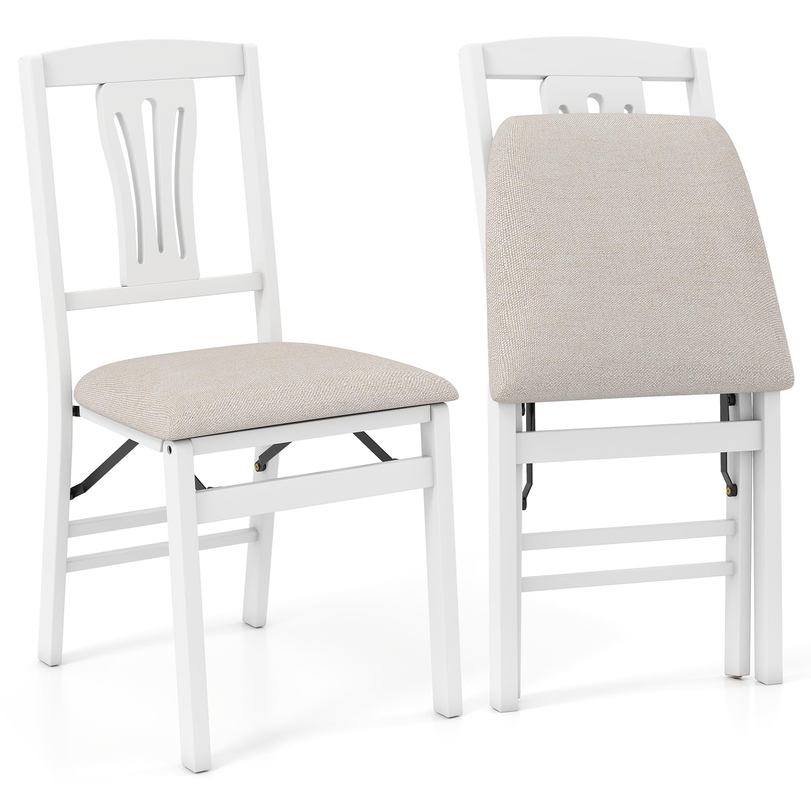 Folding Kitchen Chairs Set of 2/4 Upholstered Dining Chairs with Comfy ...
