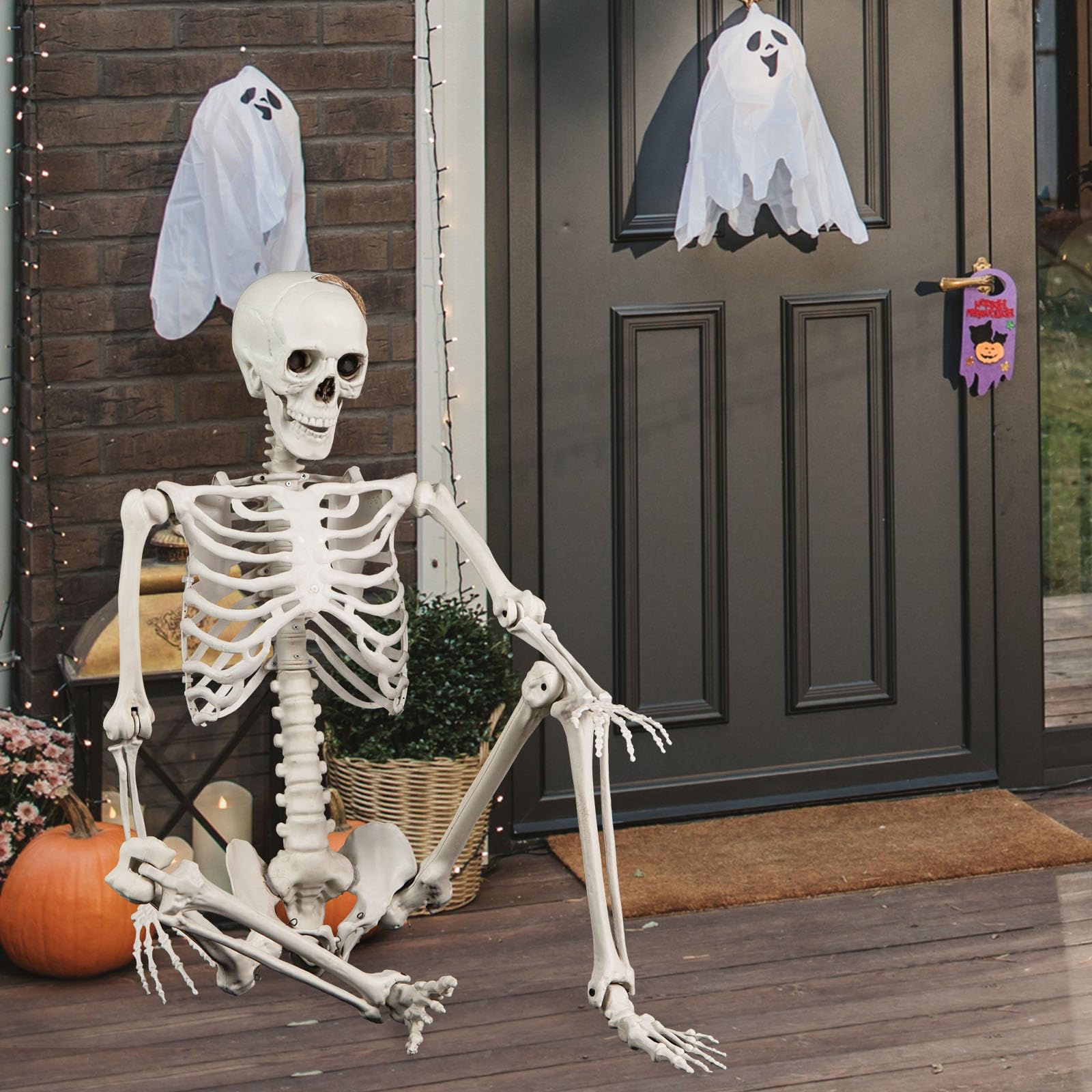 Giantex 5.4 FT Halloween Life Size Skeleton Realistic Full Body Plasti ...