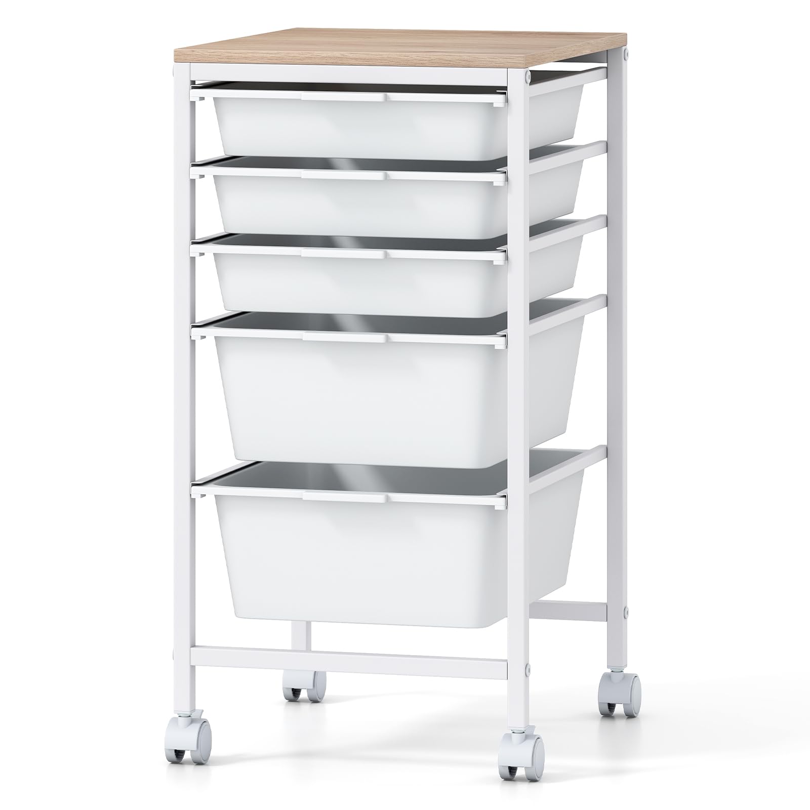 Giantex 5-Drawer Rolling Storage Cart Mobile Utility Organizer with Wo ...