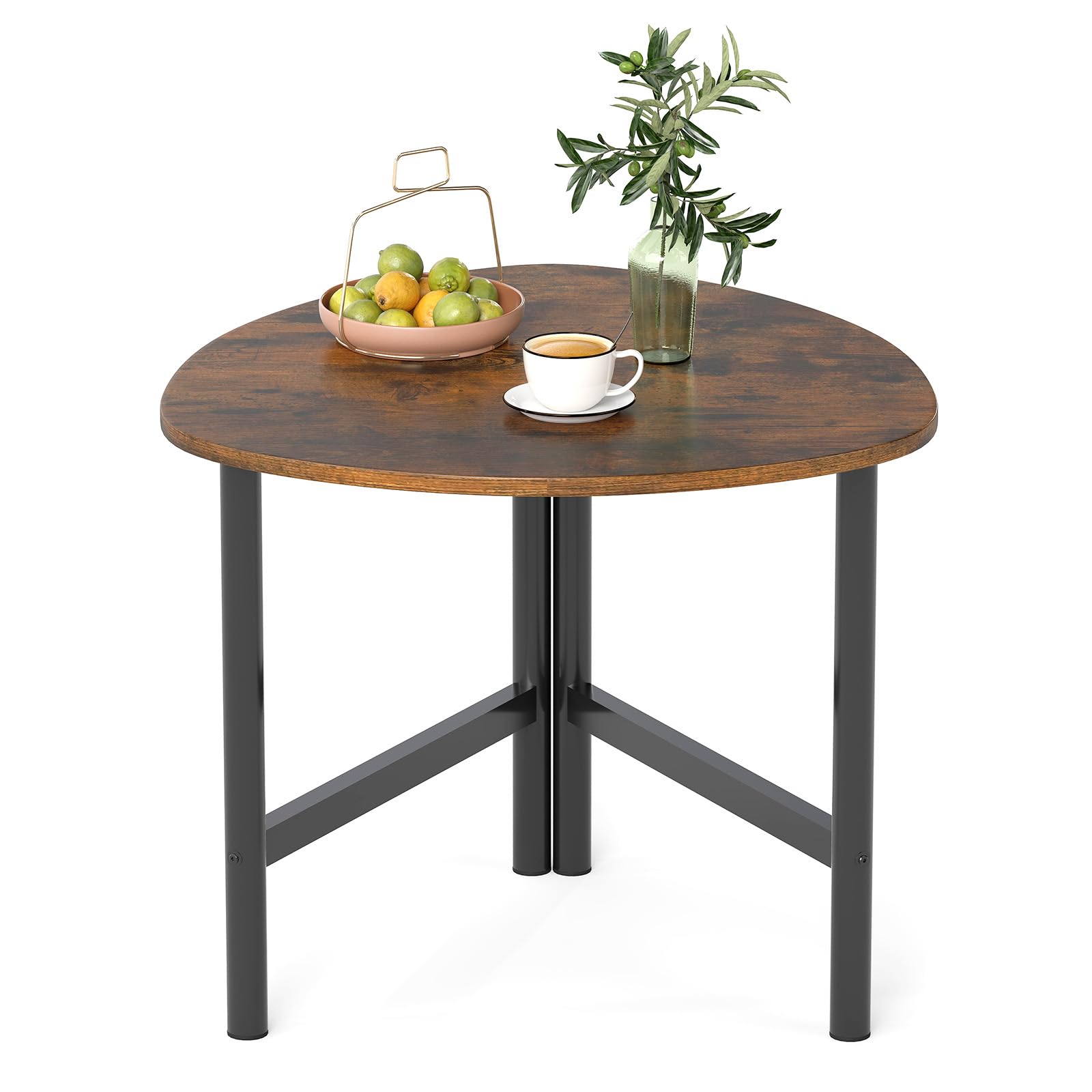 Giantex Triangle End Table Wood Side Table with Metal Legs – Giantexus