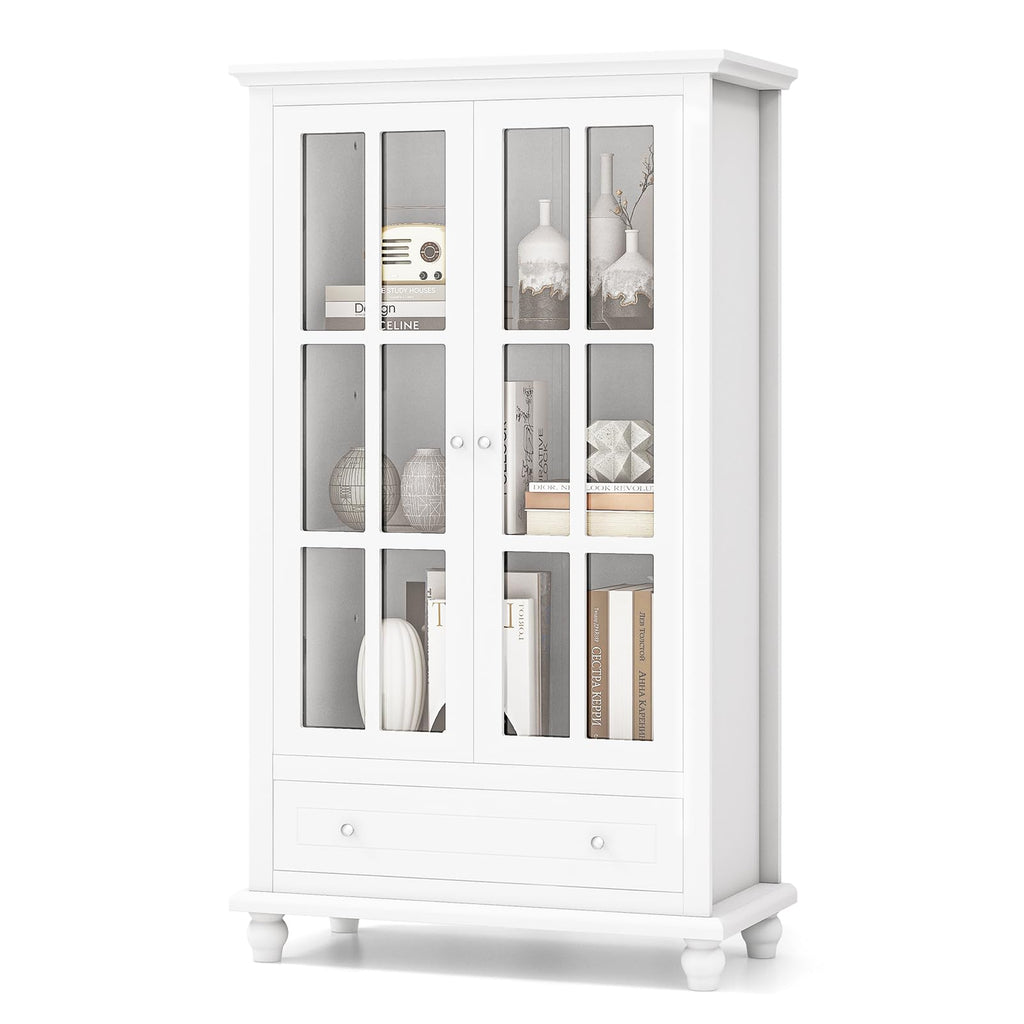Giantex Storage Cabinet with Doors and Adjustable Shelves 55 White B Giantexus