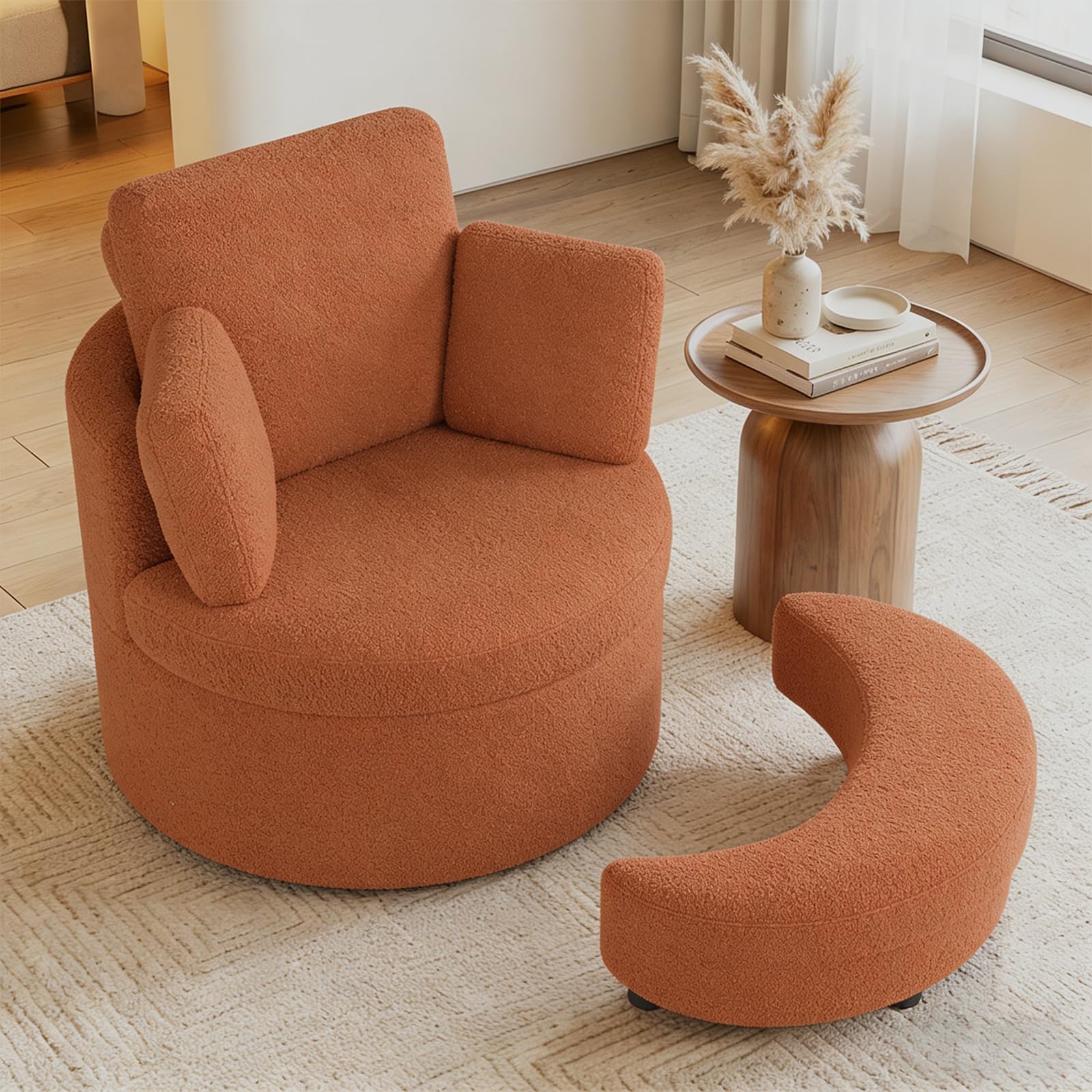 Giantex 360° Swivel Accent Chair with Half Moon Storage Ottoman – Giantexus